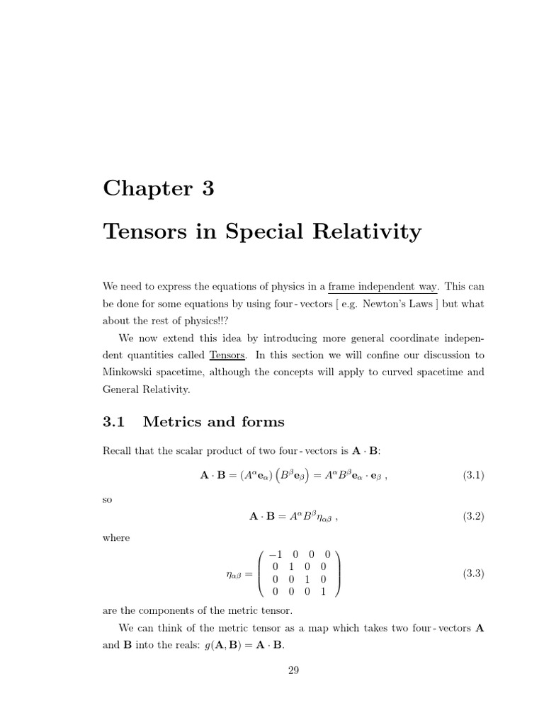 Tensors in Special Relativity: 3.1 Metrics and Forms | PDF | Tensor | Special Relativity