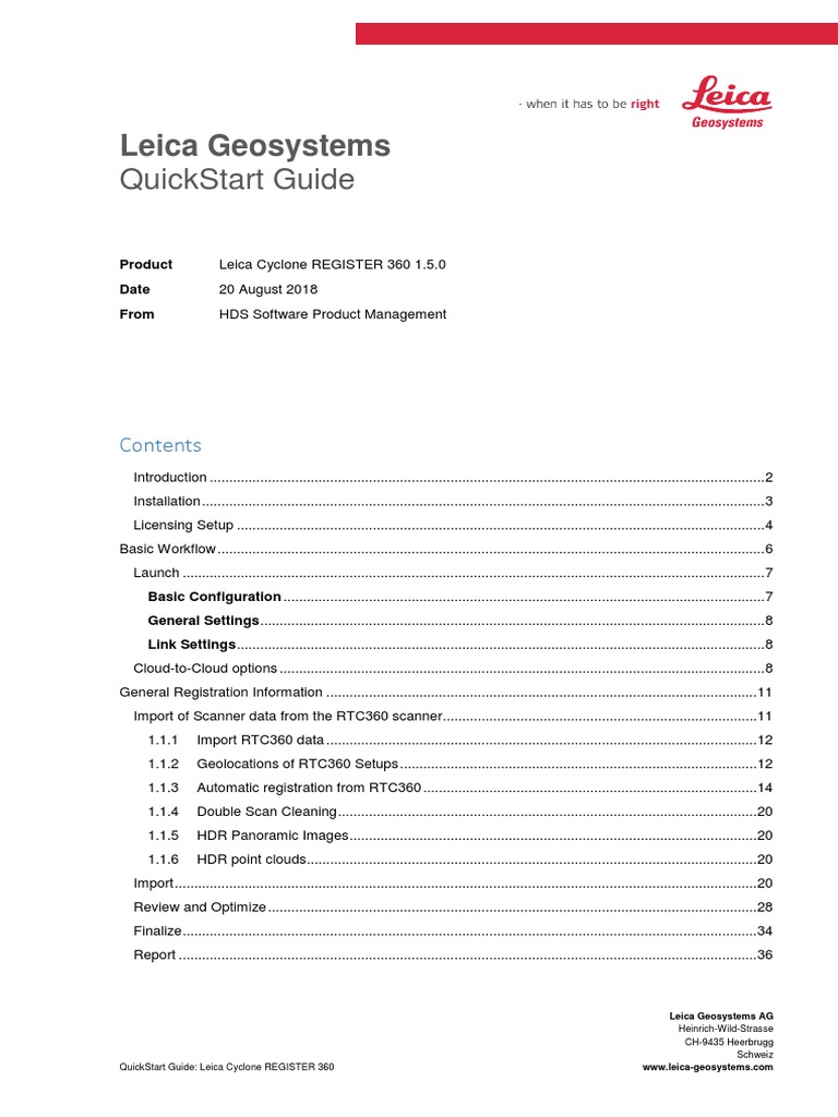 Leica Cyclone REGISTER 360 QuickStartGuide | PDF | Image Scanner ...