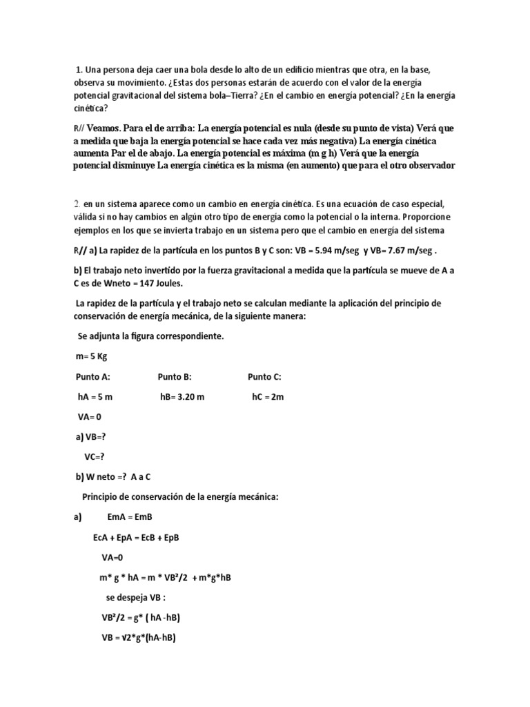 Energía potencial y cinética en sistemas físicos | PDF | Energía ...