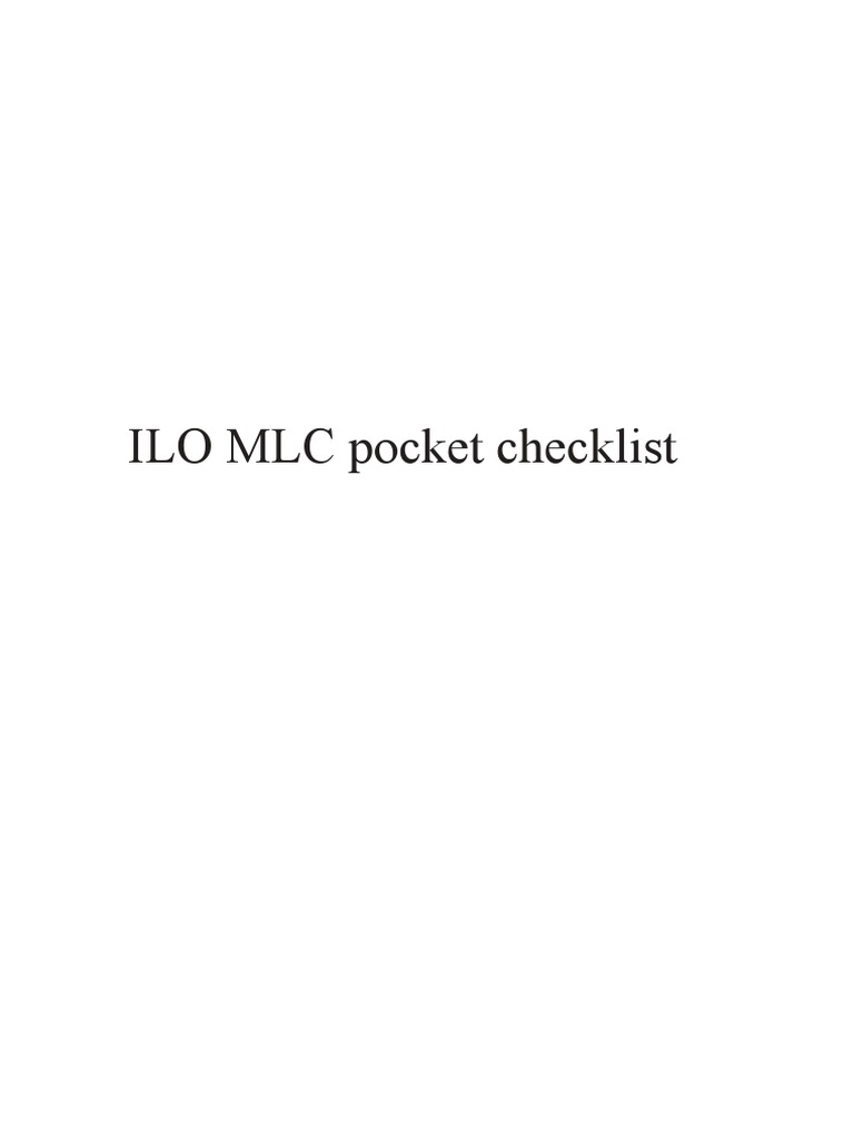Chek List Ilo MLC Guide | PDF | Occupational Safety And Health | Business