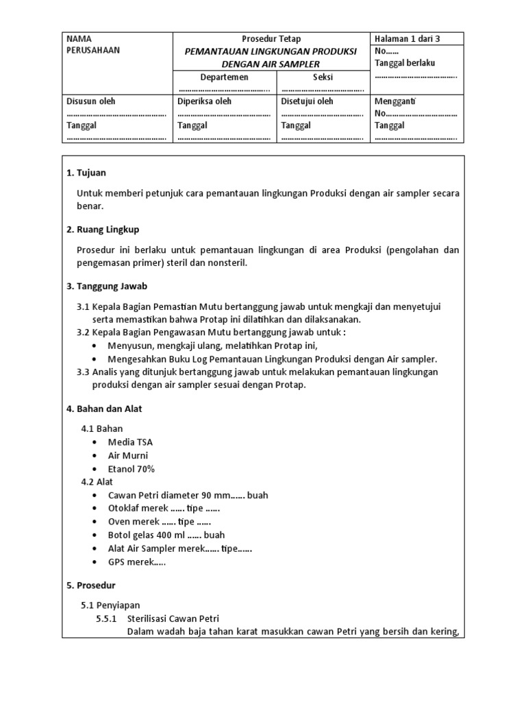 SOP Air Sampler | PDF