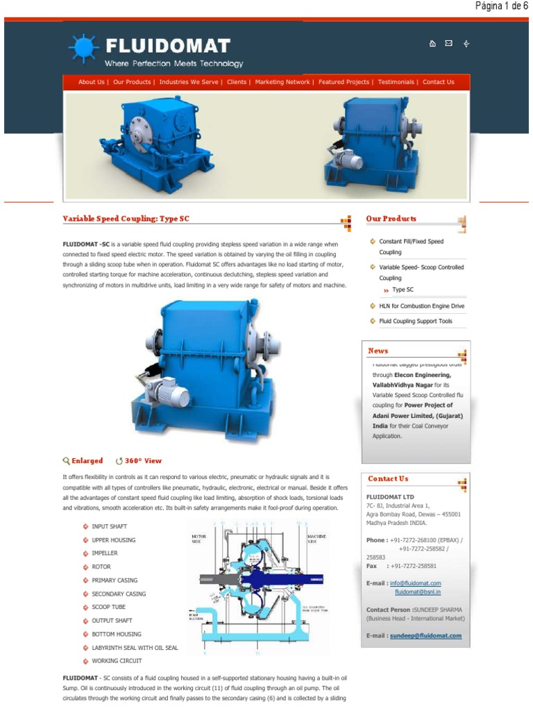 Variable Speed Coupling: Type SC Our Products | PDF | Electric Motor ...