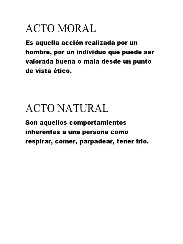 Acto Moral y Acto Natural. | PDF