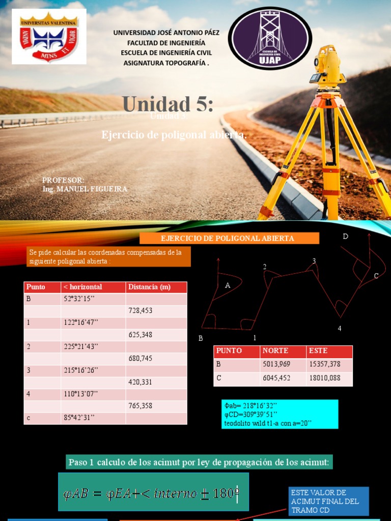 Ejercicio de Poligonal ABIERTA | PDF | Azimut | Geometría