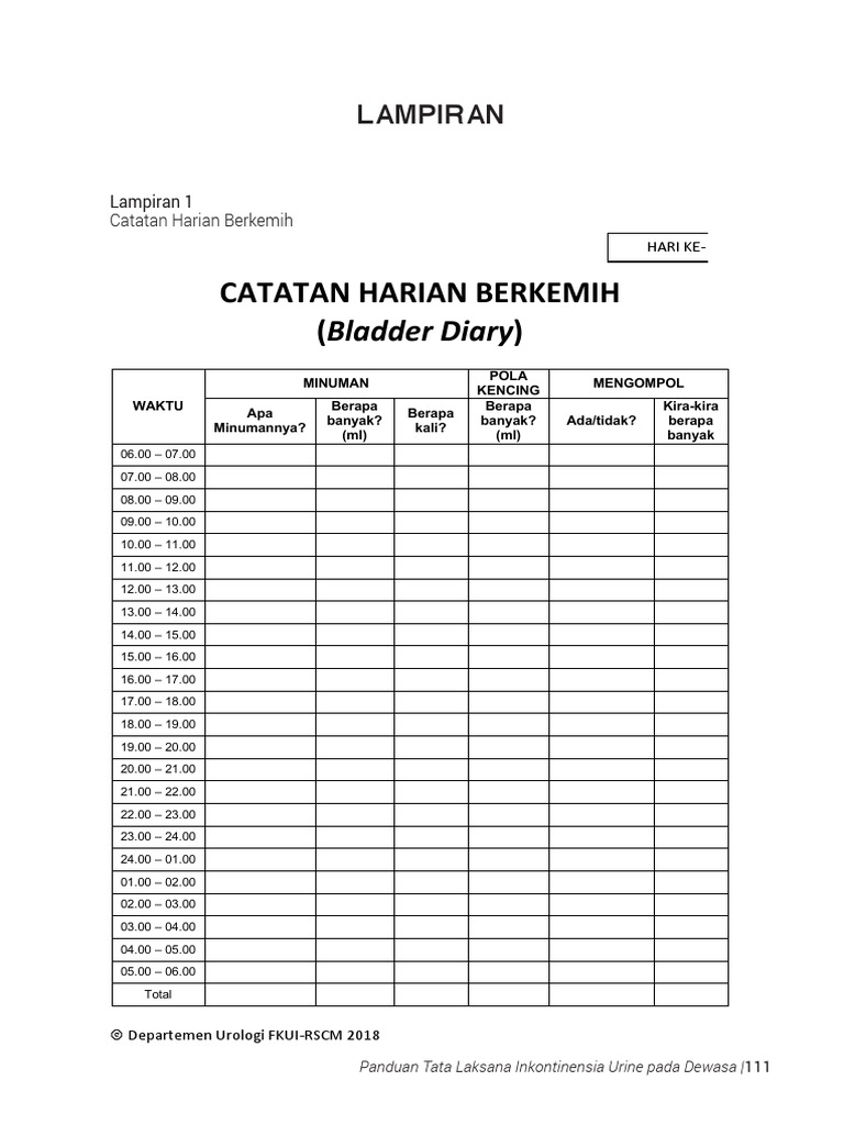Bladder Diary Form | PDF