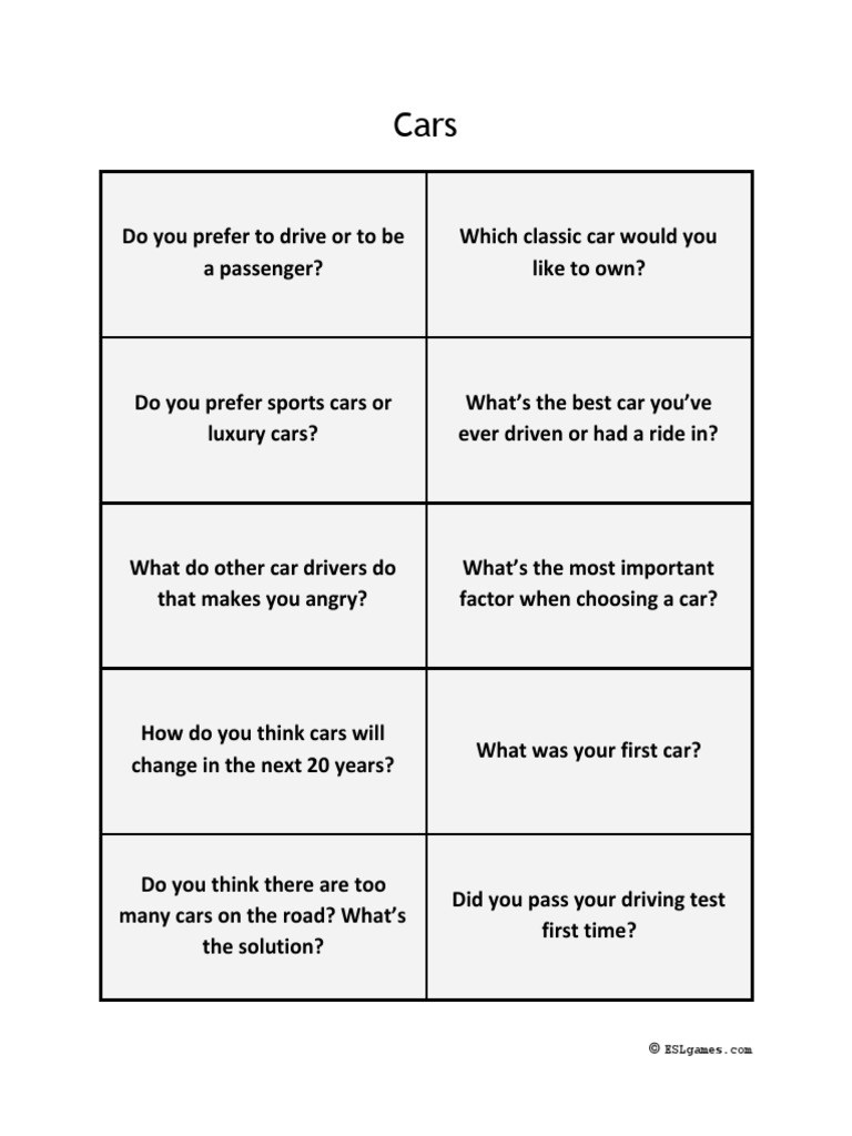 Conversation Questions Cars | PDF