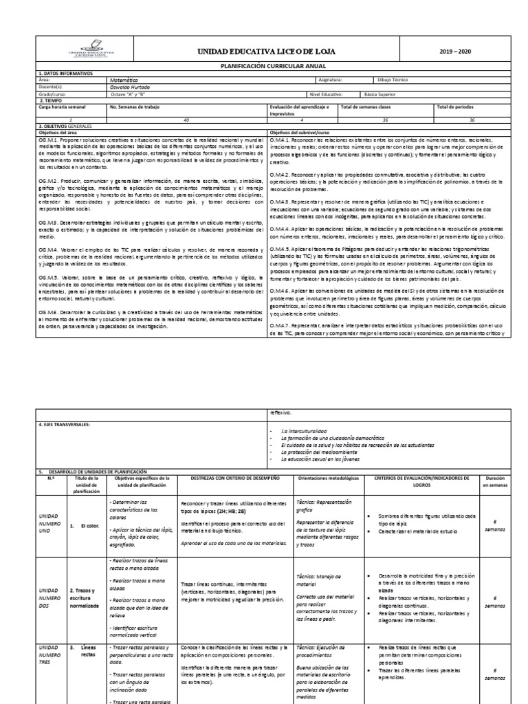 Planificación Anual Dibujo Técnico 2019-2020 | PDF | Triángulo ...