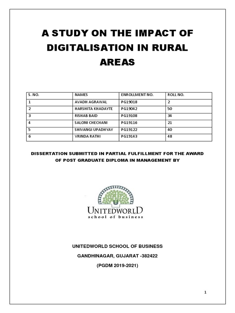 A STUDY ON THE IMPACT OF DIGITALIZATION IN RURAL AREAS Final | PDF ...