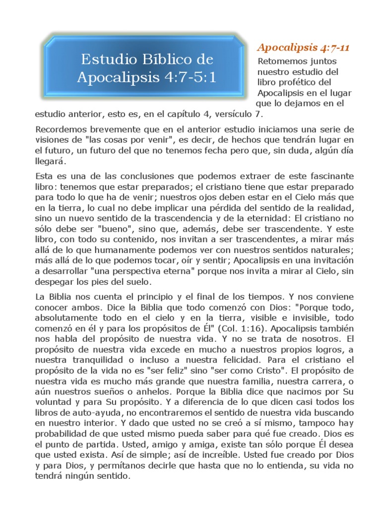 Apocalipsis 4 - 7-11 | PDF | Evangelio de Mateo | Jesús