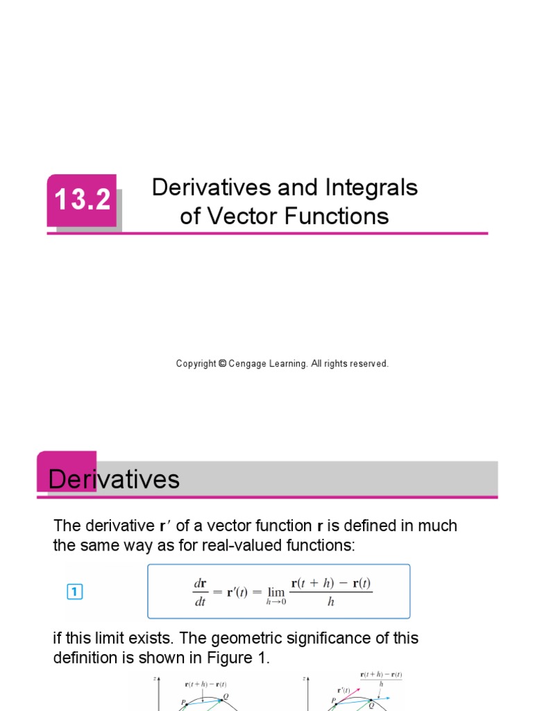 Derivatives Vector Valued Functions | PDF | Derivative | Integral