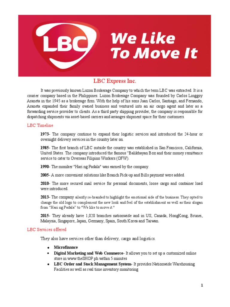 LBC Express Inc | PDF | Transport | Supply Chain Management