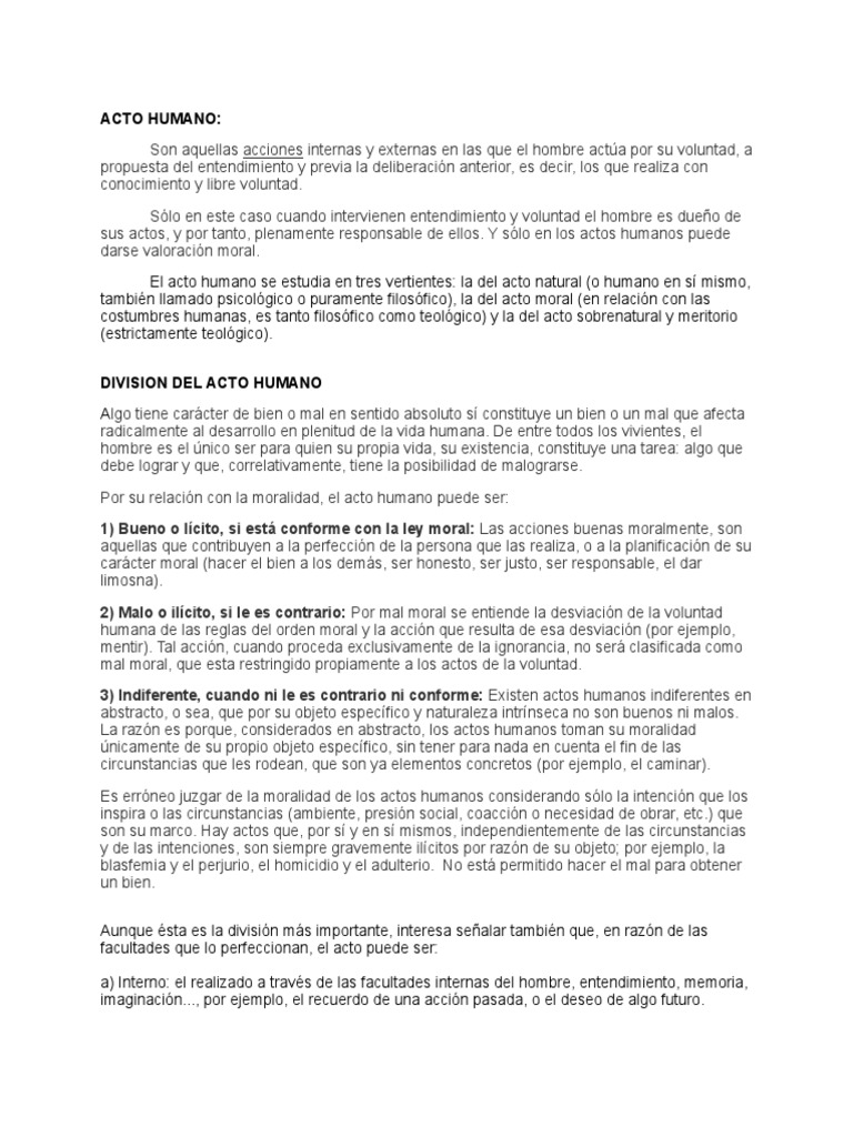 Acto Humano | PDF | Moralidad | Mal