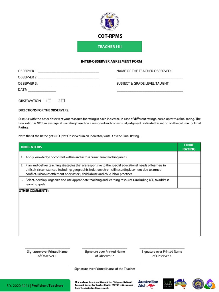 Teacher Quality Tool by RCTQ | PDF