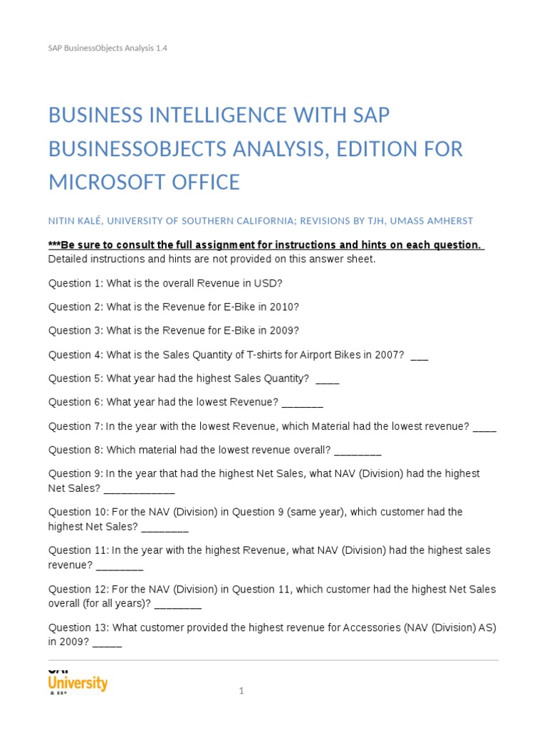 Business Intelligence With Sap Businessobjects Analysis, Edition For ...