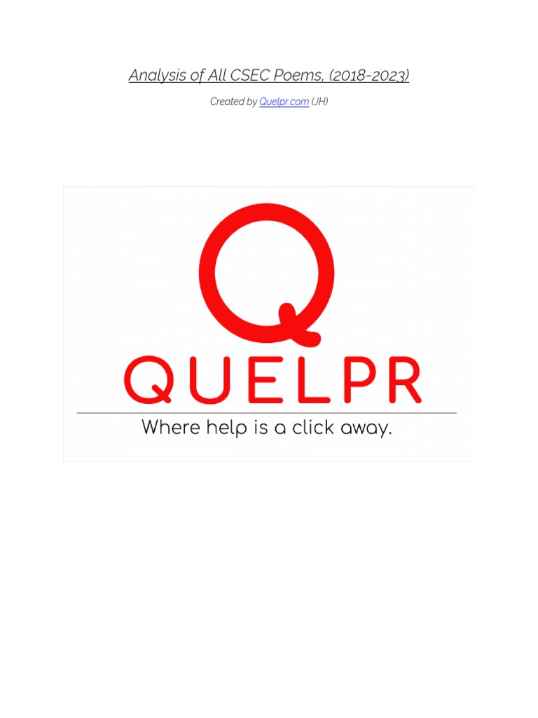 All CSEC Poems Analysis and Summary | PDF | Machismo