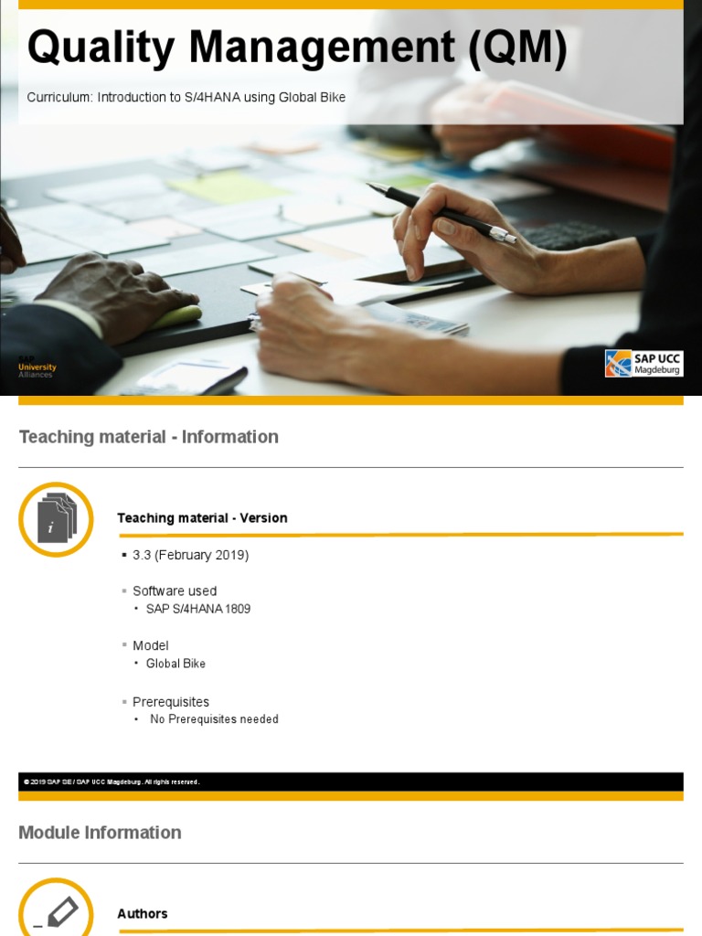 Intro S4HANA Using Global Bike Slides QM en v3.3 | PDF | Quality Management | Supply Chain ...