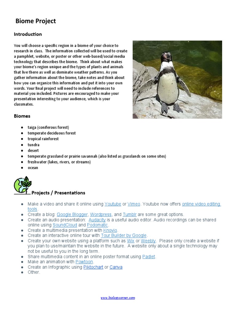 Biome Research Project Guidelines | PDF | Websites | Multimedia