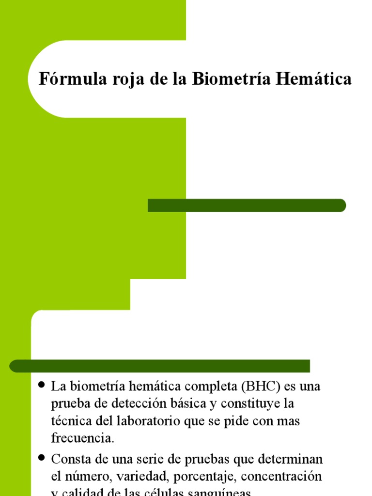 Fórmula Roja de La Biometría Hemática | Descargar gratis PDF | Anemia ...