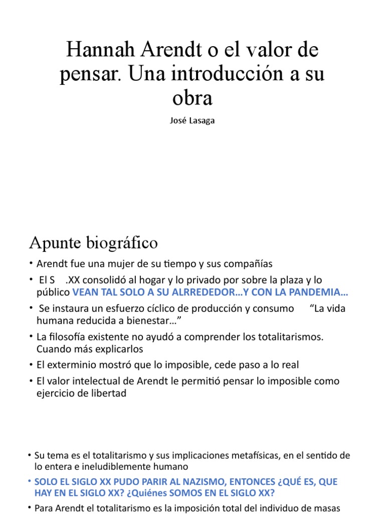 Hannah Arendt o El Valor de Pensar | PDF | Hannah Arendt | Filosofía