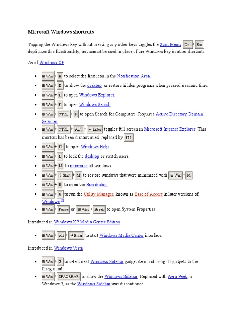 Windows Keyboard Shortcuts Guide | PDF | Microsoft Windows | Windows 7