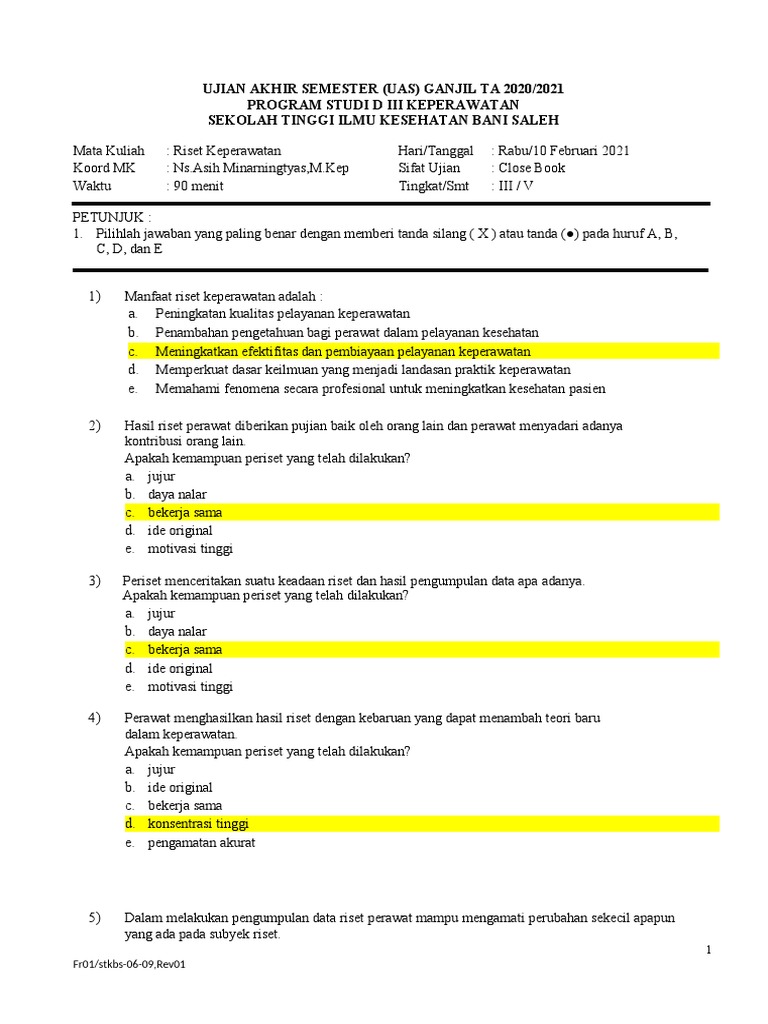 UAS Riset Keperawatan | PDF | Pengembangan Diri | Sains & Matematika