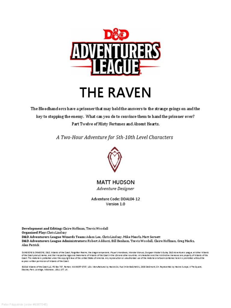 DDAL04-12 The Raven (5e) (9367545) | PDF | Dungeons & Dragons | Gary ...