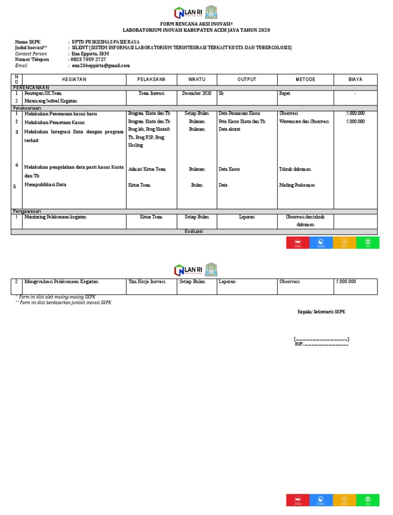 Design - Form Rencana Aksi Inovasi Lab | PDF