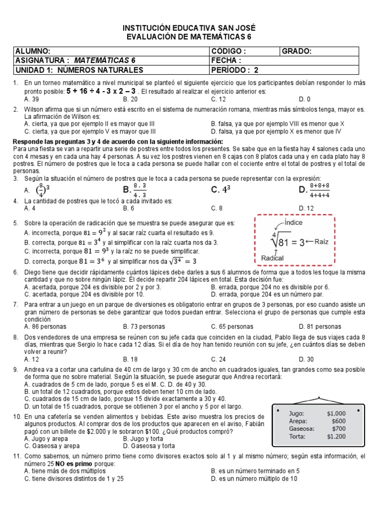 1 Eval Mat 6° 2019 | PDF | Calendario | Science