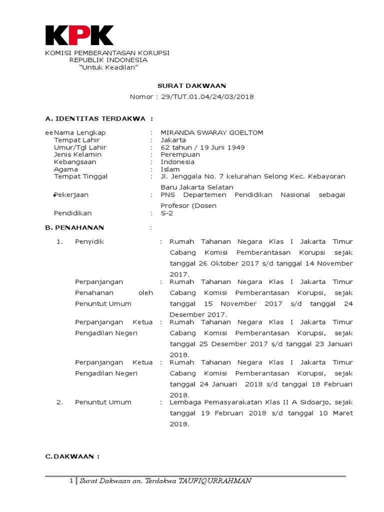 Surat Dakwaan TQR 2302 FINAL | PDF