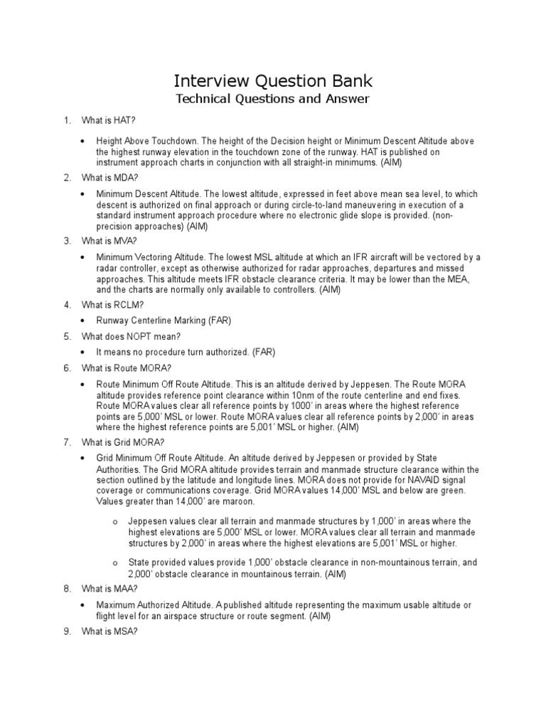 Airline Interview Prep Questions | PDF | Instrument Flight Rules | Air ...