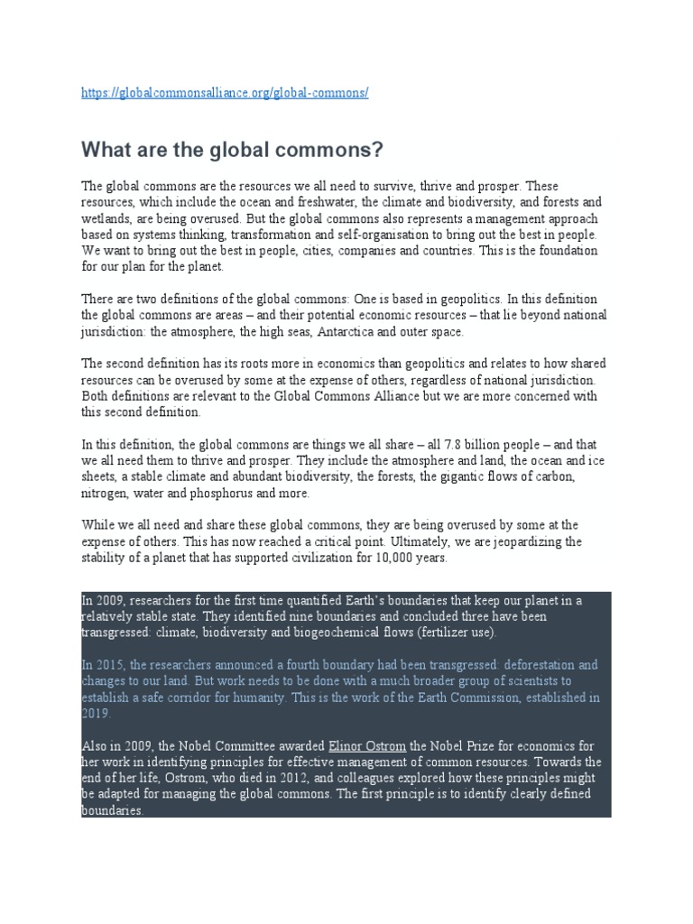 Global Commons Alliance 2020 | Download Free PDF | Biodiversity ...