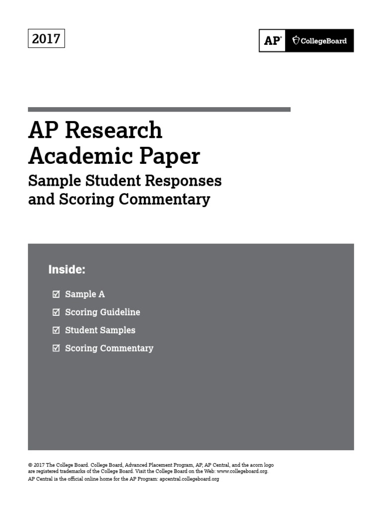 AP Research Academic Paper: Sample Student Responses and Scoring ...