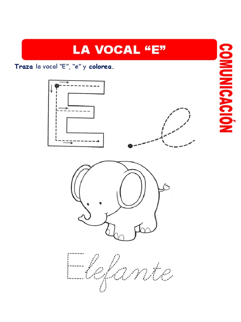 Actividades para la Vocal E en Niños | PDF | Artes del Lenguaje y ...