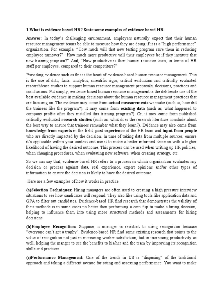 Evidence-Based HR Practices Improve Decision-Making | PDF | Evidence ...