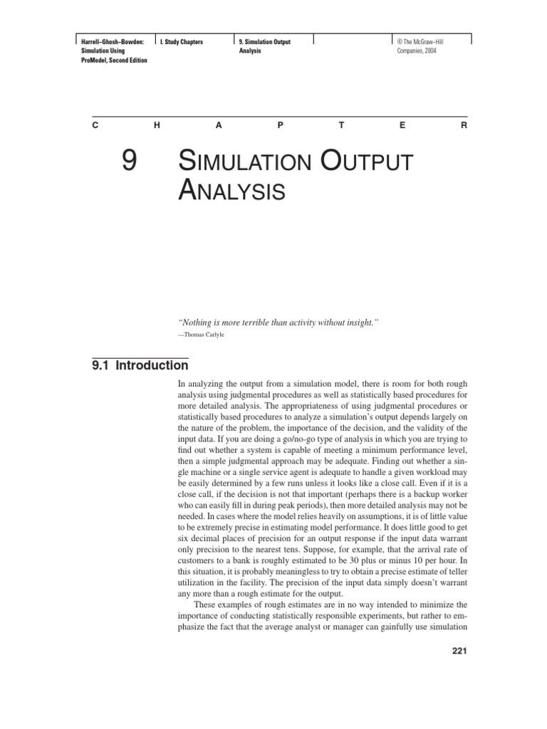 9 Simulation Output Analysis Pdf Confidence Interval Statistics 