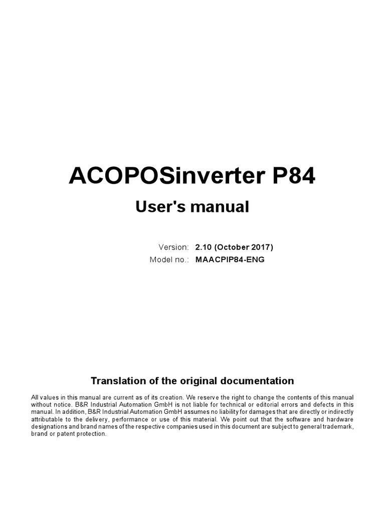 ACOPOSinverter P84 Users Manual | PDF | Power Inverter | Capacitor