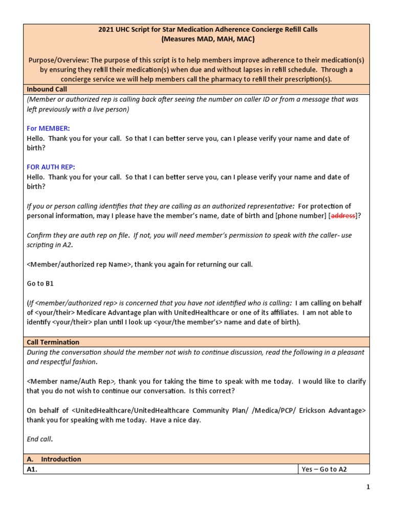 2021 Concierge Refill Reminder Script | PDF | Pharmacy | Medical ...