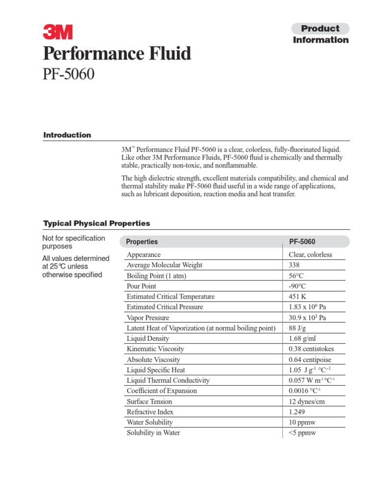 Data Sheet PF-5060 | PDF | Heat Transfer | Viscosity