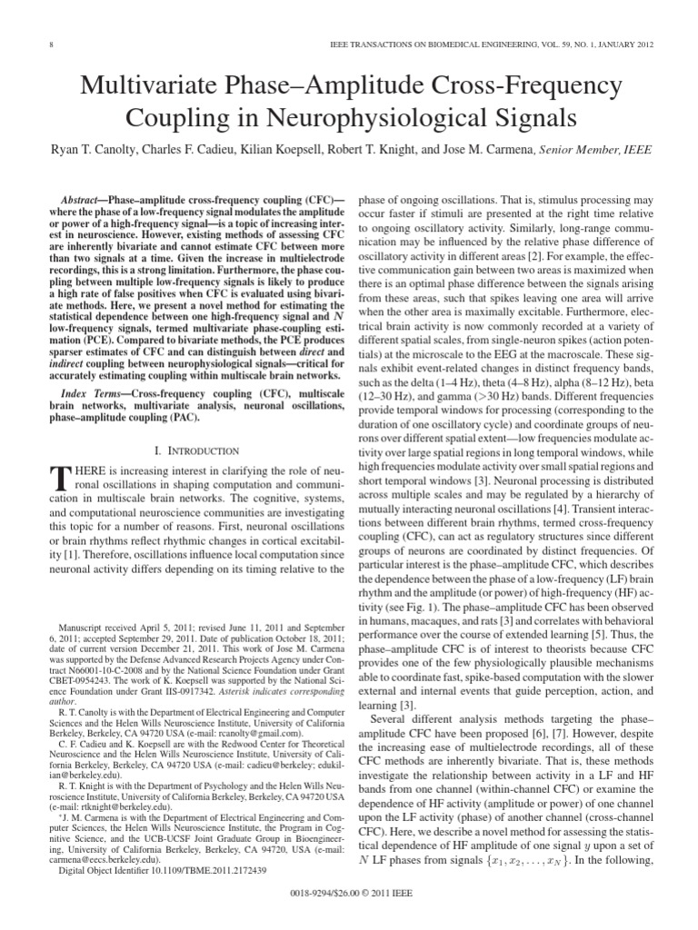 Multivariate Phase-Amp X-Freq Coupling Neurophysiological Signal ... Multivariate Phase-Amp X-Freq Coupling Neurophysiological Signal ...