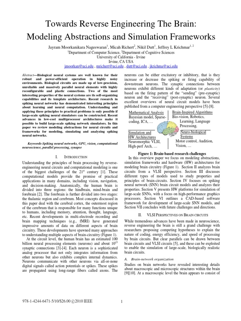 Towards Reverse Engineering Brain Model Abstraction Simulation Framework Krichmar Download 