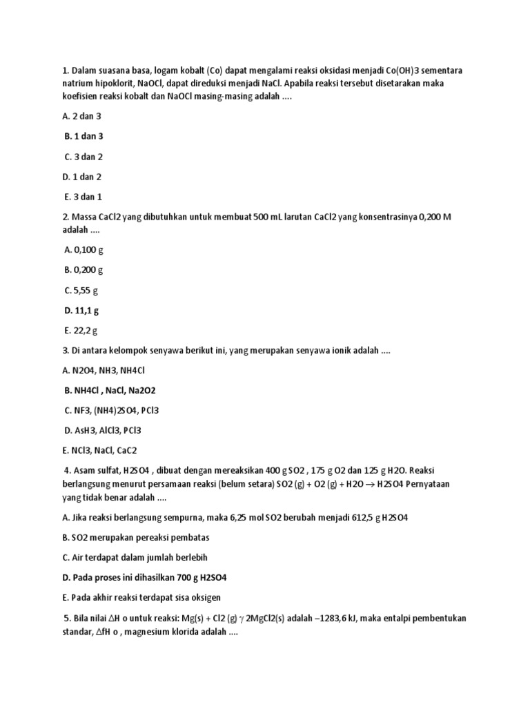 Jawaban Soal KSN Kimia | PDF