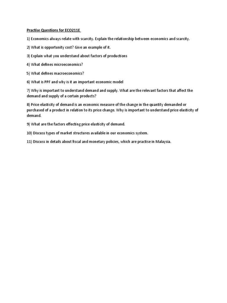ECO211E Economics Practice Questions | PDF