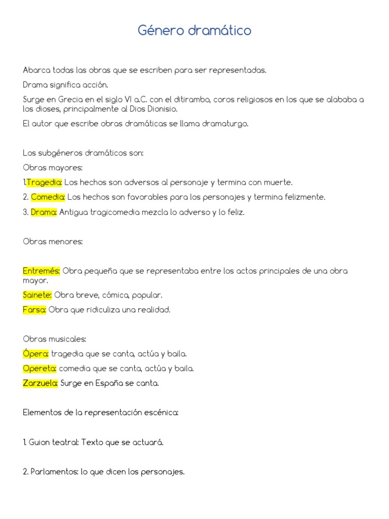 Género Dramático Apunte | PDF