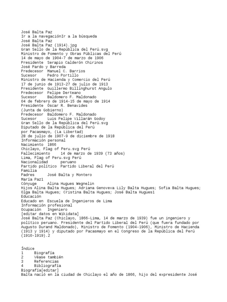 Jose Balta | PDF | Perú | Wikipedia