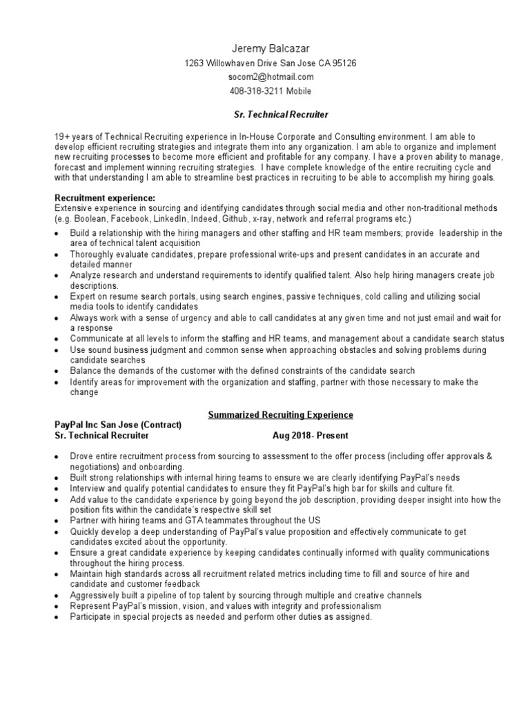 Dice Resume CV Jeremy Balcazar | PDF | Recruitment | Business Development