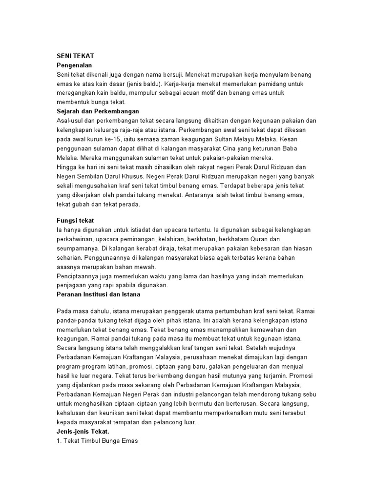 Seni Tekat | PDF