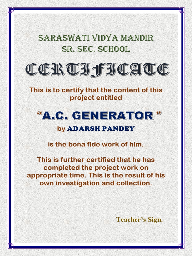 Certificate For School Projects | PDF | Career & Growth
