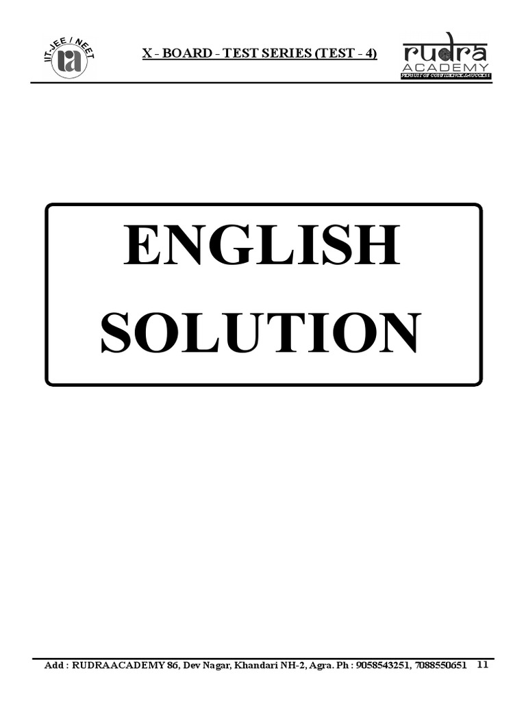 Test - 4 (English) Board Test (Solution) | PDF