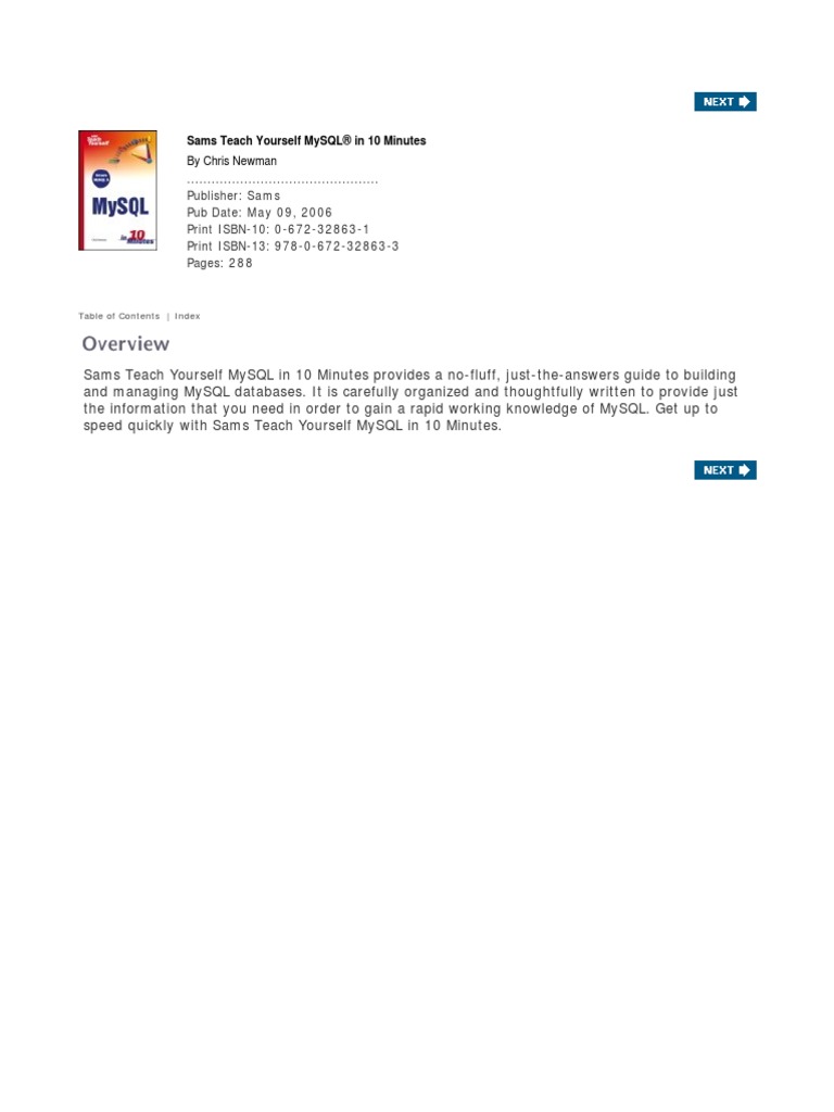 Sams Teach Yourself MySQL in 10 Minutes | PDF | My Sql | Databases