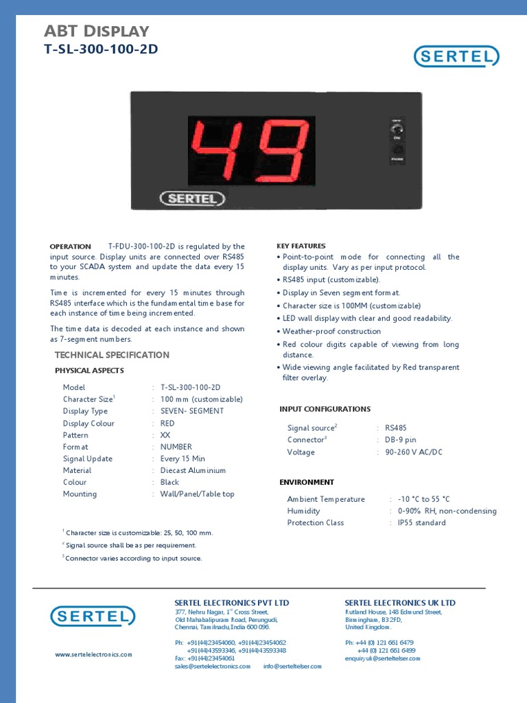 Sertel - T SL 300 100 2D - Catalogue | PDF | Computer Engineering ...